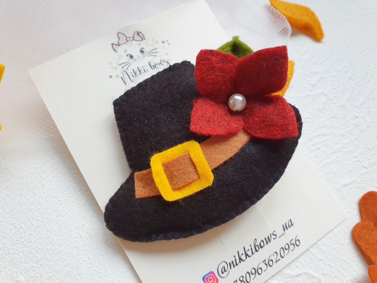 Black Felt Pilgrim Hat Headband or Hair Clip for Thanksgiving - Etsy