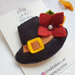 Black Felt Pilgrim Hat Headband or Hair Clip for Thanksgiving - Etsy