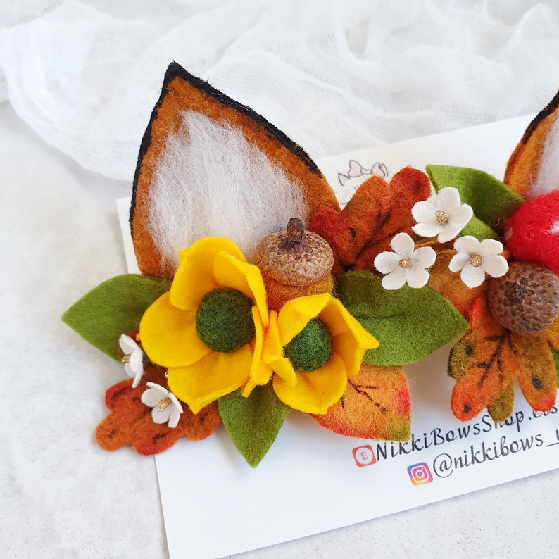 Fox Ears Felt Flower Headband, Woodland Baby Headband, Forest Baby Girl ...