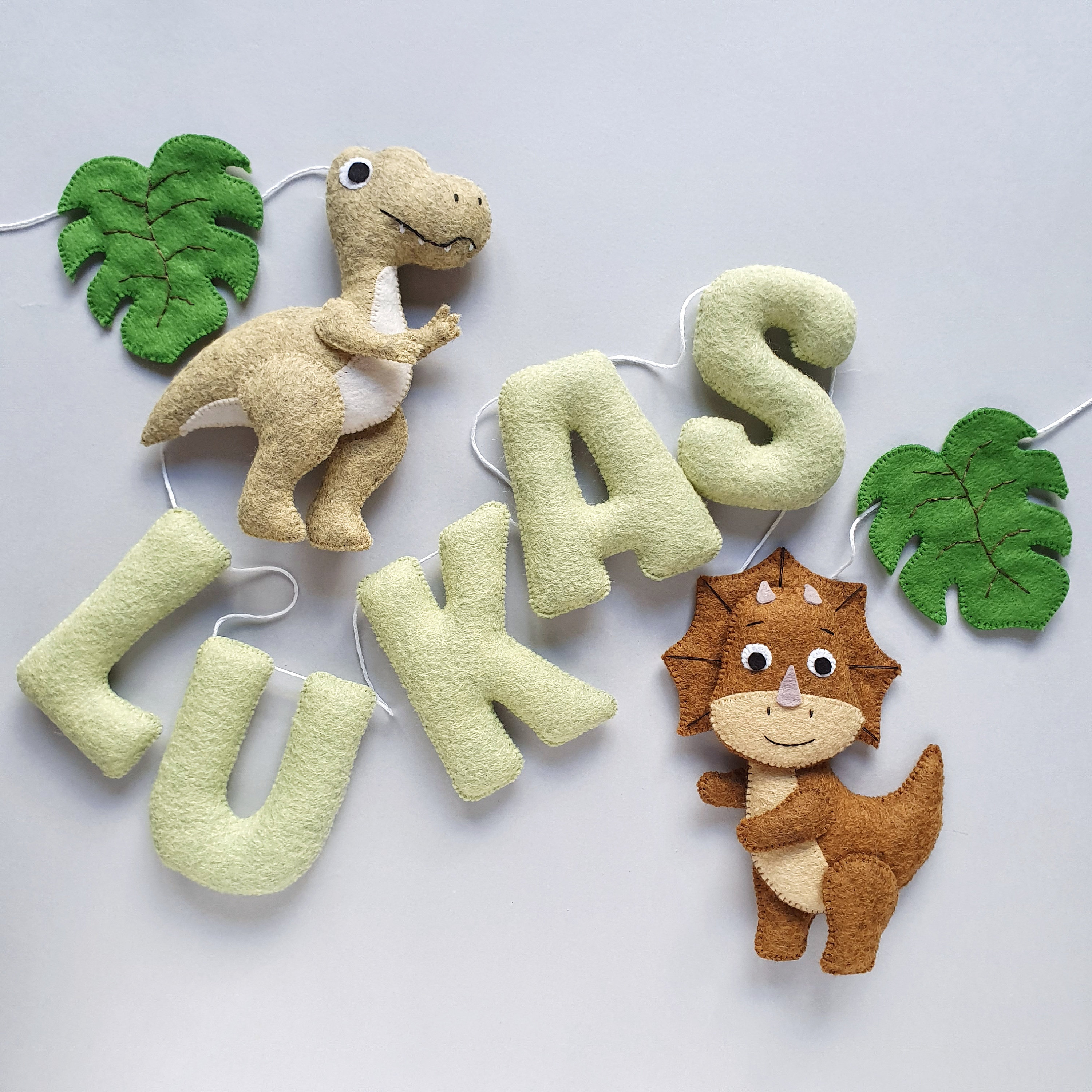 Dinosaur Personalized Felt Name Banner, Felt Name Garland, Nursery Wall ...