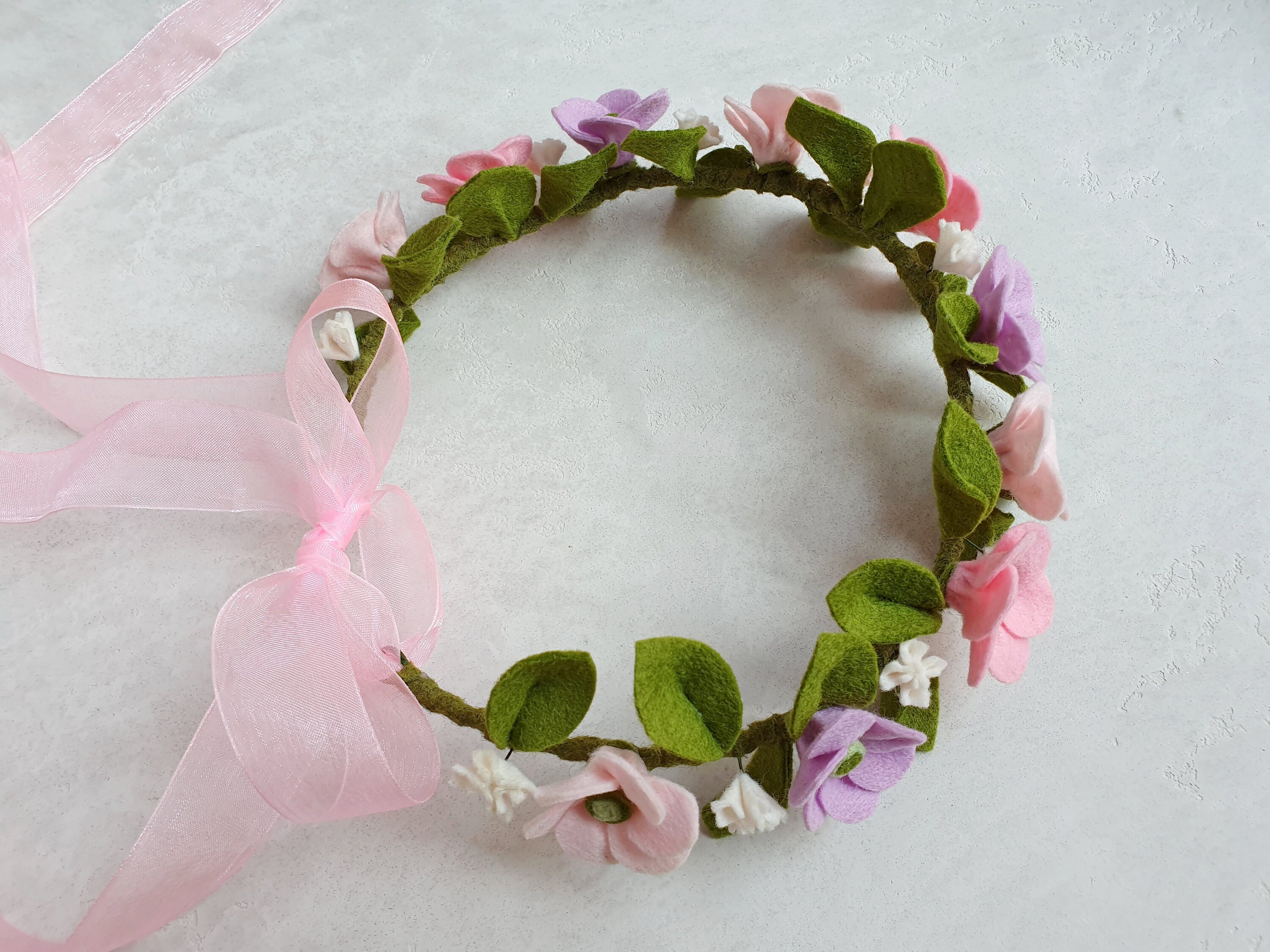 Felt Flower Crown, Spring Floral Baby Halo, Flower Girl Headband ...