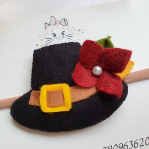 Black Felt Pilgrim Hat Headband or Hair Clip for Thanksgiving - Etsy