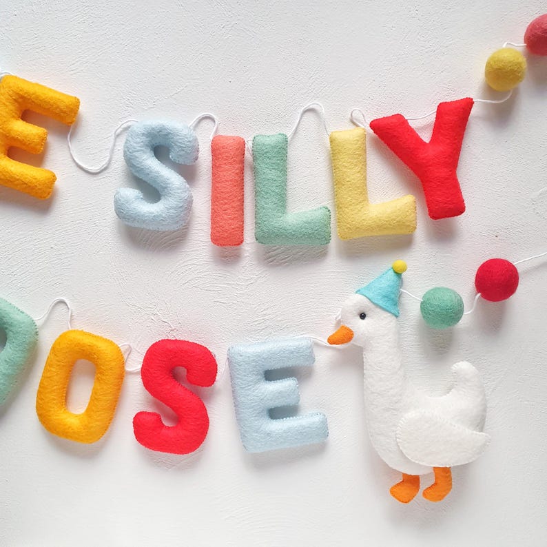 ONE SILLY GOOSE Felt Banner, Goose Birthday Garland, Silly Goose ...