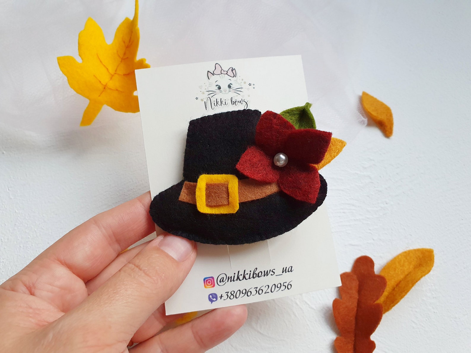 Black Felt Pilgrim Hat Headband or Hair Clip for Thanksgiving - Etsy
