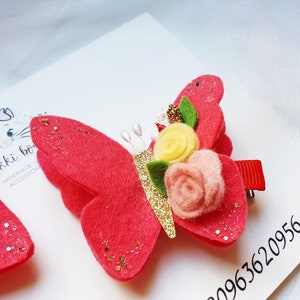 Red Butterfly Felt Hair Clip Set, Insect Clip, Moth Clips, Butterfly ...