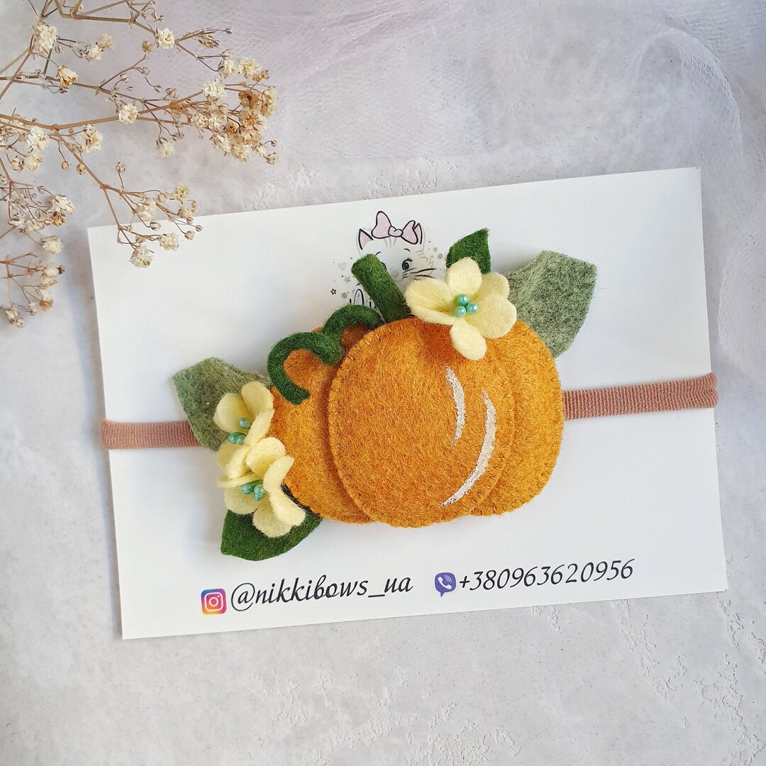 Felt Pumpkin Baby Headband, Pumpkin Hair Clip, Halloween Accessories ...
