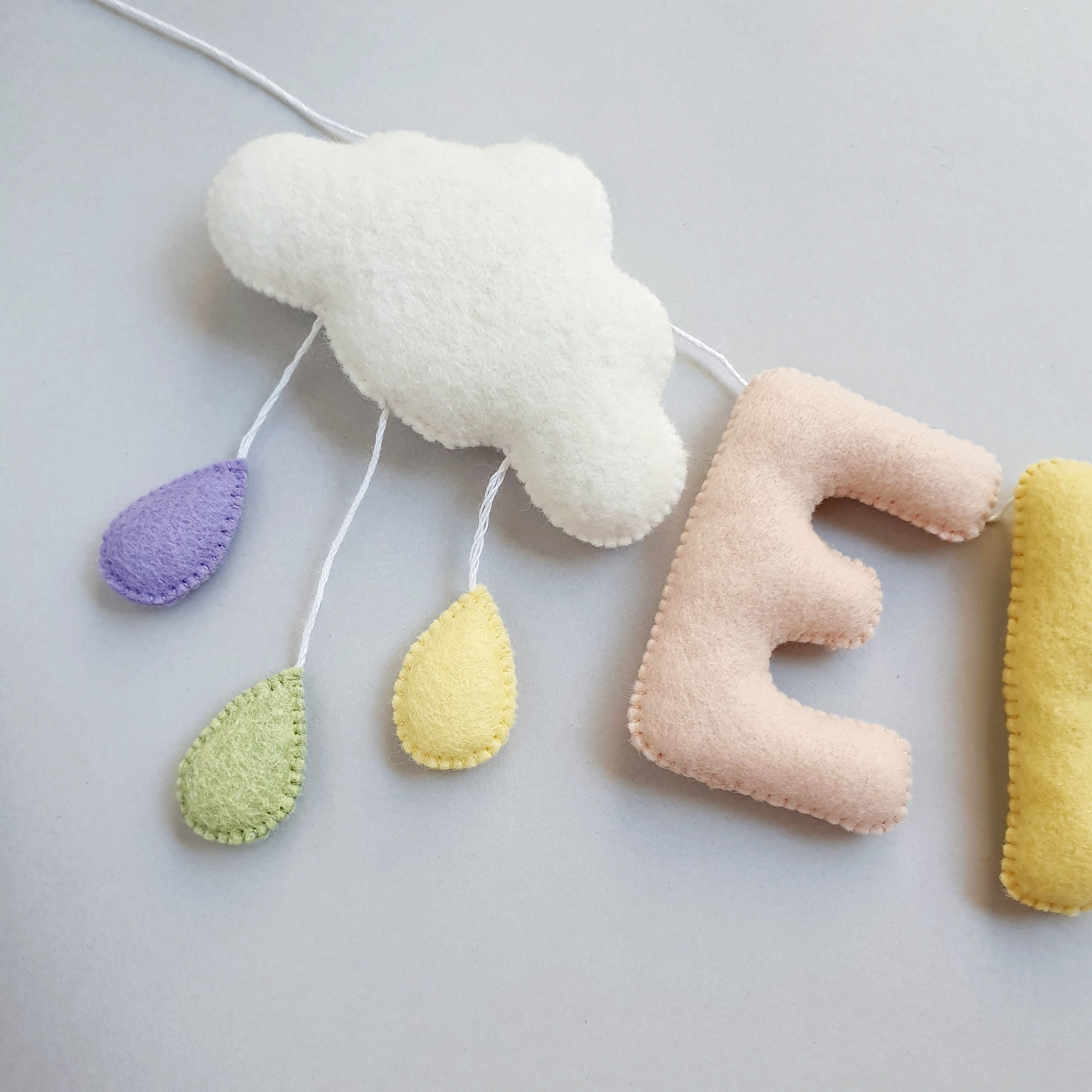 Felt Cloud Name Banner Baby Name Garland Nursery Decor - Etsy