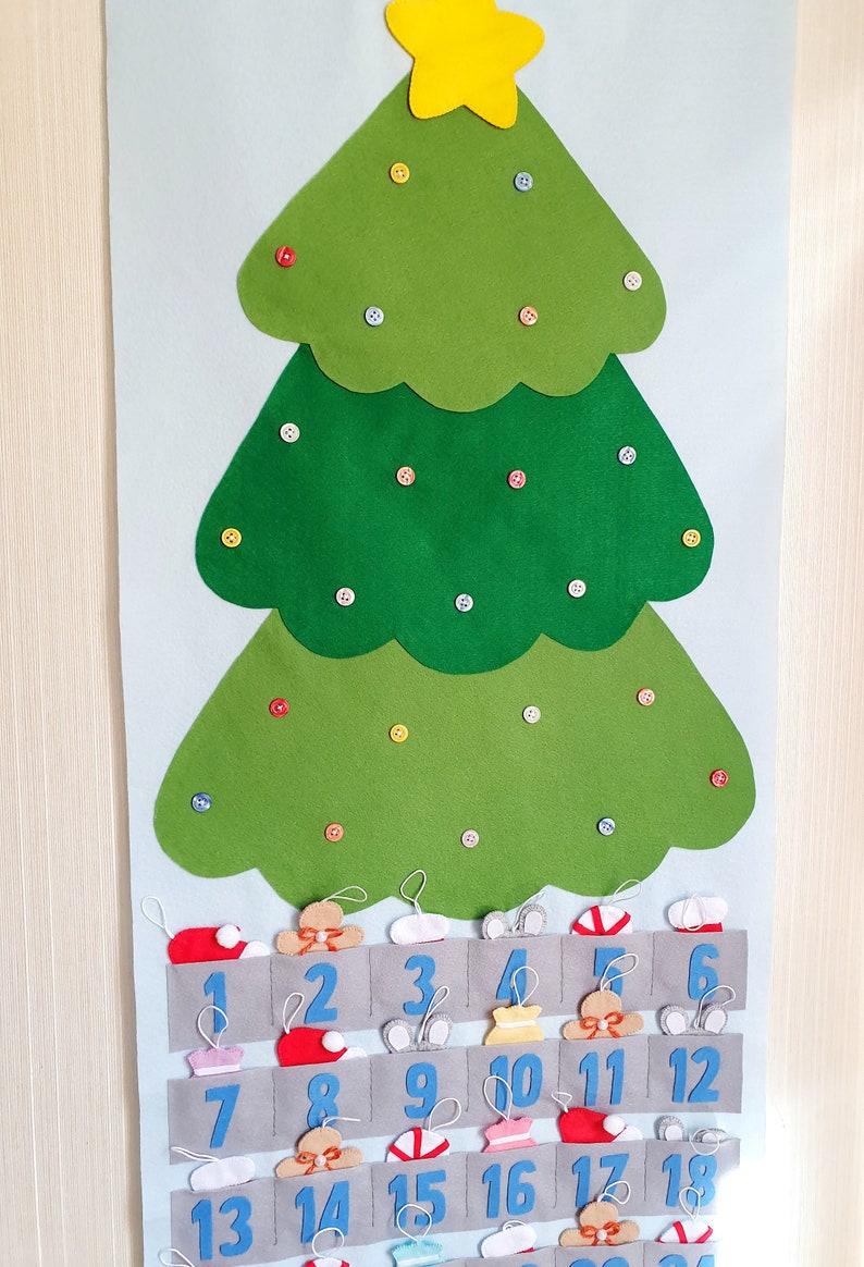 Christmas Tree Felt Advent Calendar, Felt Wall Mat With 24 Ornaments ...