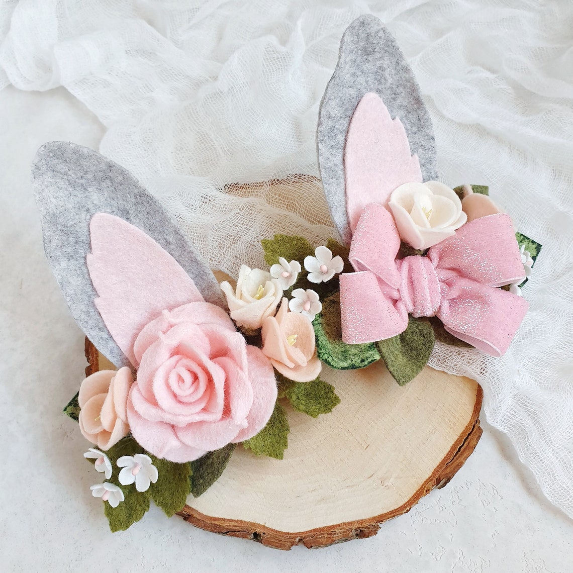 Bunny Ears Headband, Rabbit Ears Felt Flower Crown, Bunny Costume, Baby ...
