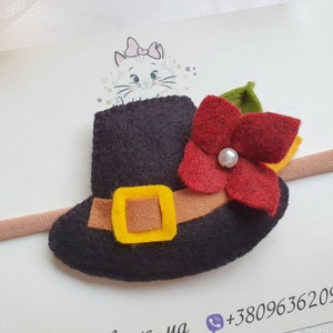 Black Felt Pilgrim Hat Headband or Hair Clip for Thanksgiving - Etsy