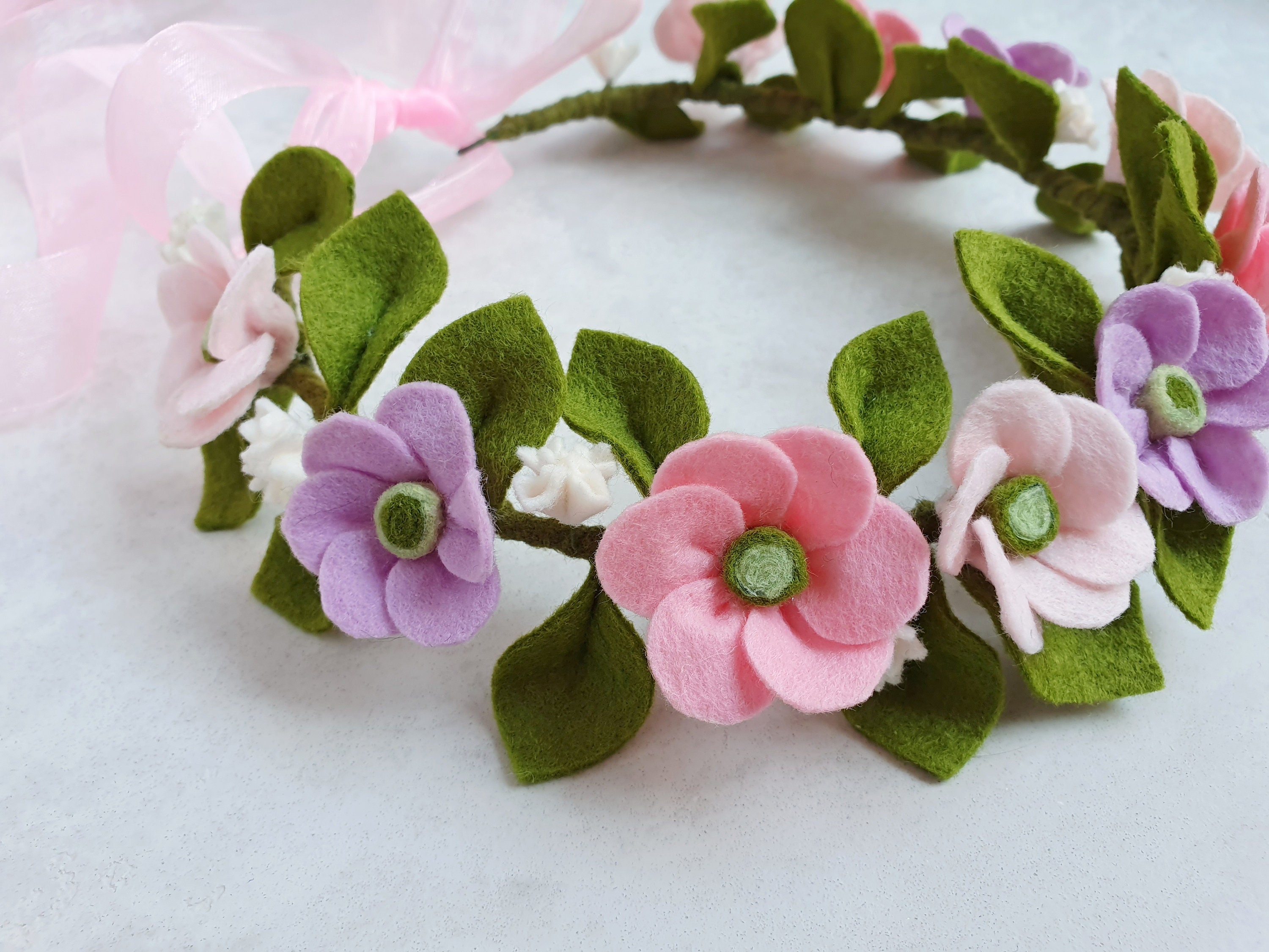 Felt flower crown Spring floral baby halo Flower Girl | Etsy