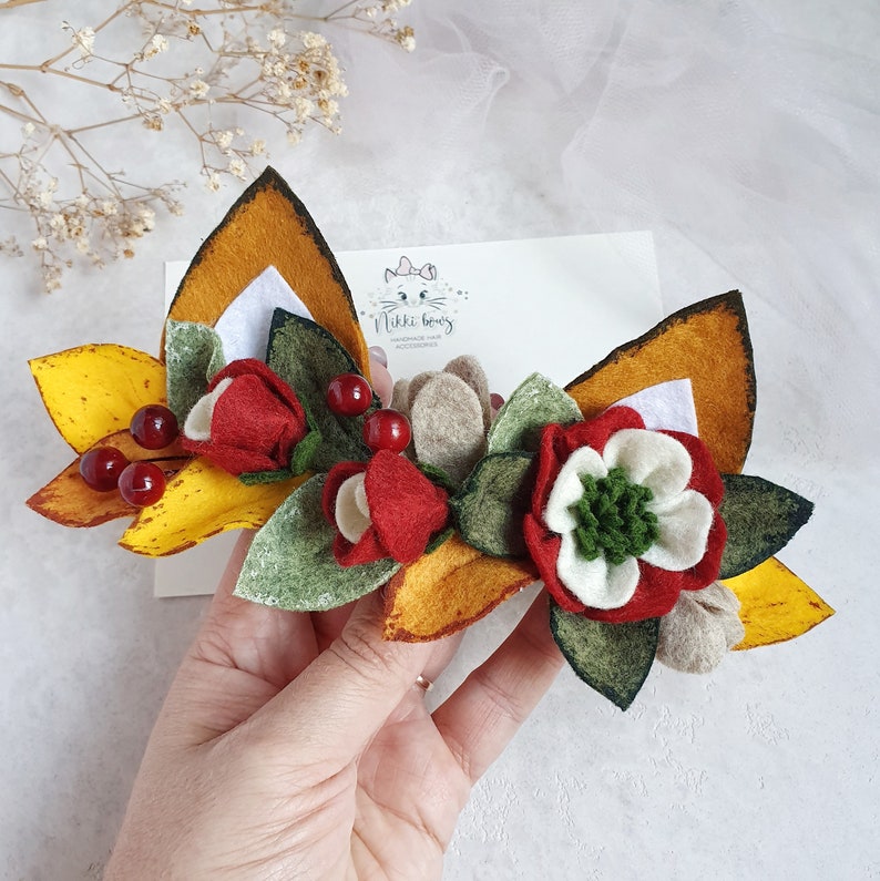Fox Ears Flower Crown,felt Fox Ears, Woodland Fox Headband, Floral ...