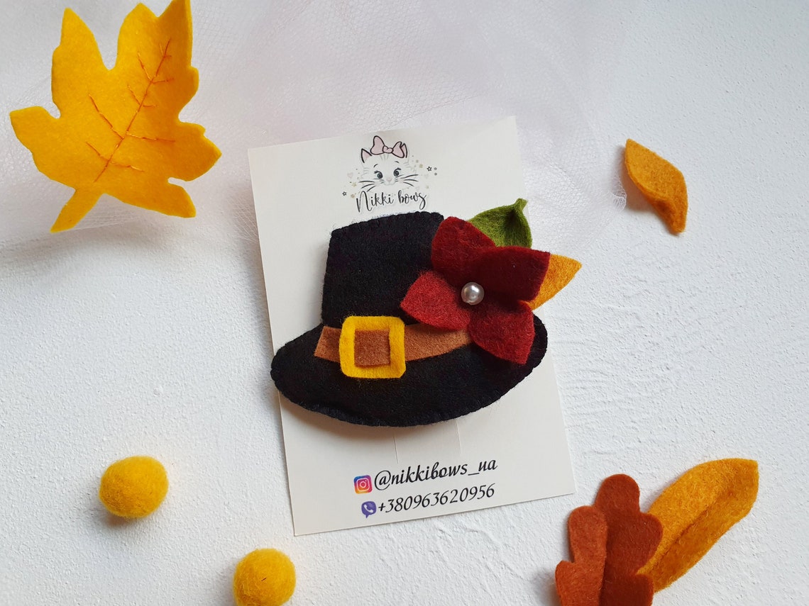 Black Felt Pilgrim Hat Headband or Hair Clip for Thanksgiving - Etsy