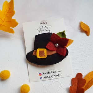 Black Felt Pilgrim Hat Headband or Hair Clip for Thanksgiving - Etsy