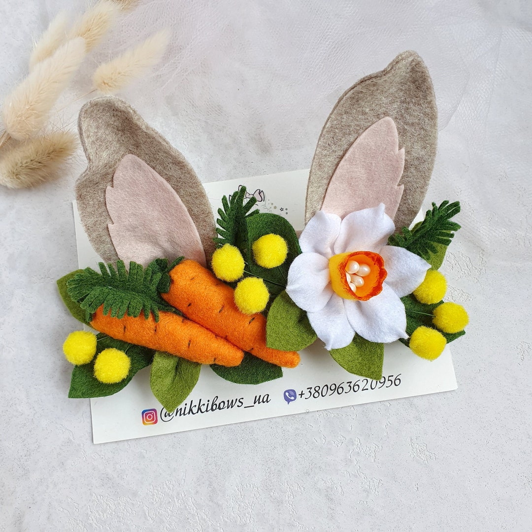 Bunny Ears Headband, Felt Flower Animal Ears Headband, Baby Floral ...