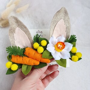 Bunny Ears Headband, Easter Baby Girl Headband, Felt Flower Crown ...