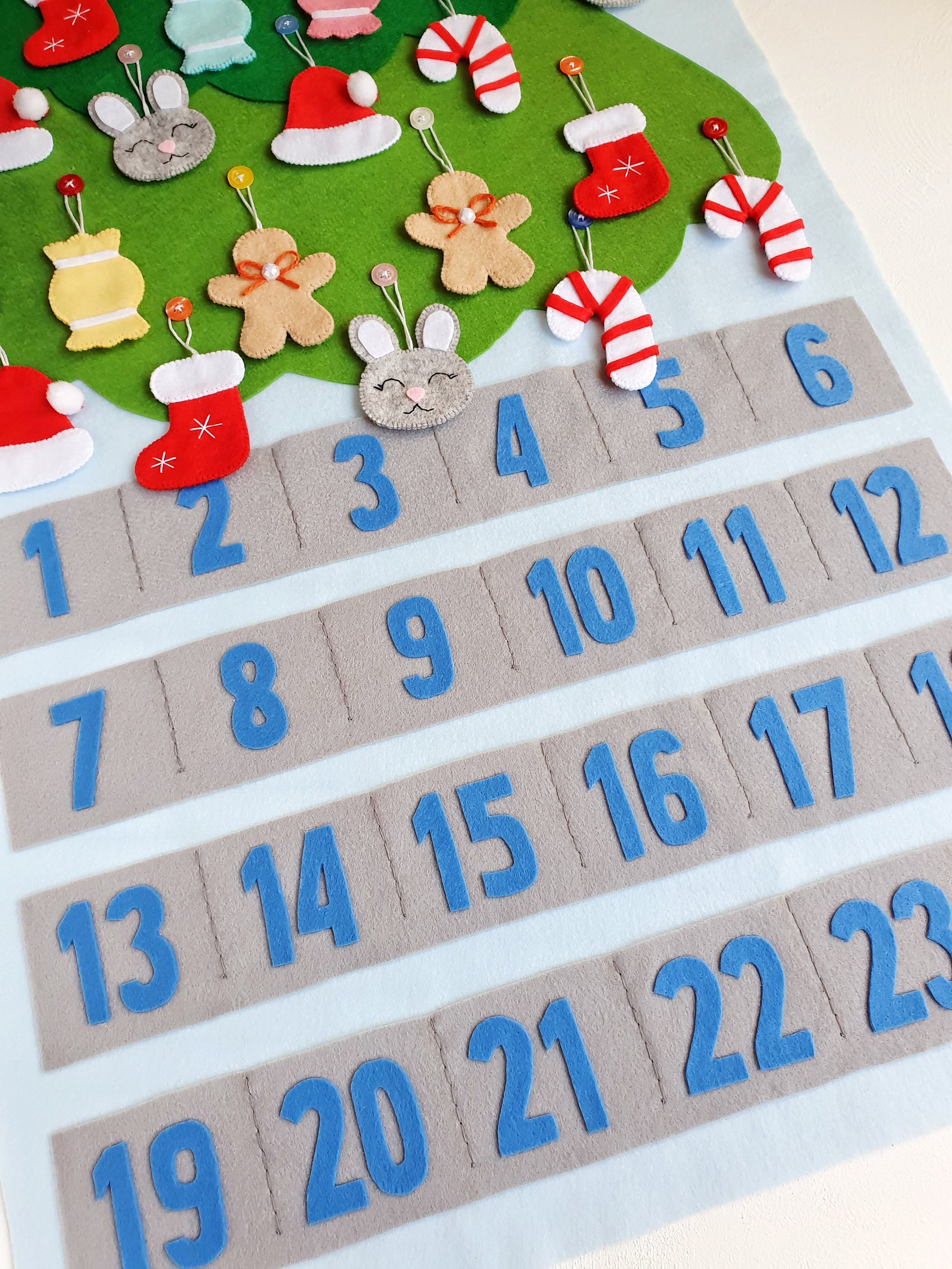 Christmas Tree Felt Advent Calendar, Felt Wall Mat With 24 Ornaments ...