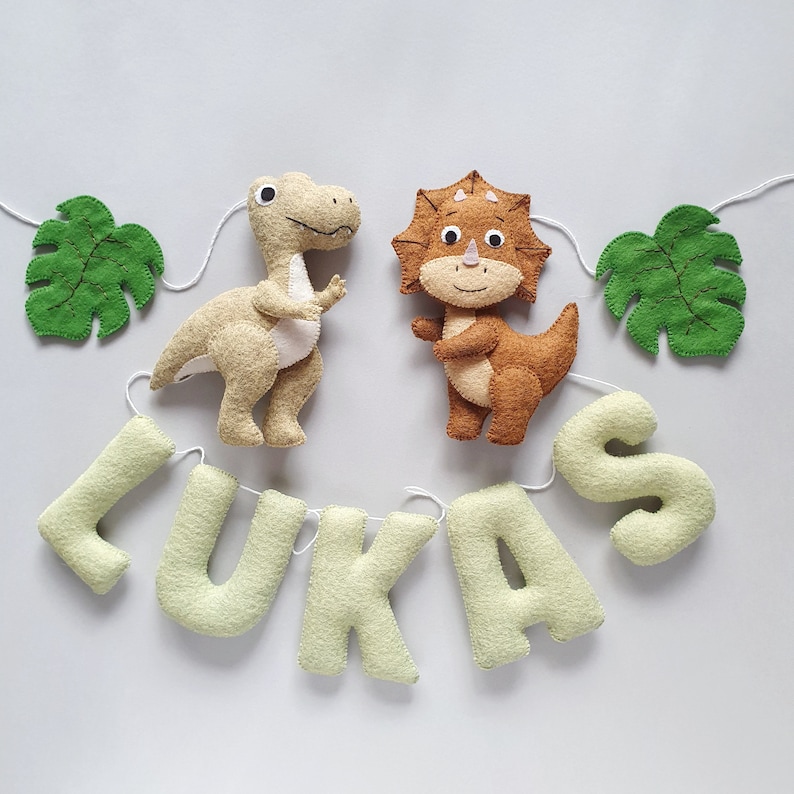Dinosaur Personalized Felt Name Banner, Felt Name Garland, Nursery Wall ...