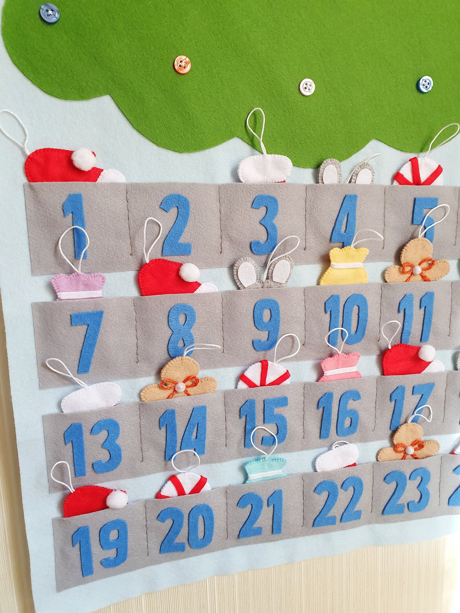 Christmas Tree Felt Advent Calendar, Felt Wall Mat With 24 Ornaments ...