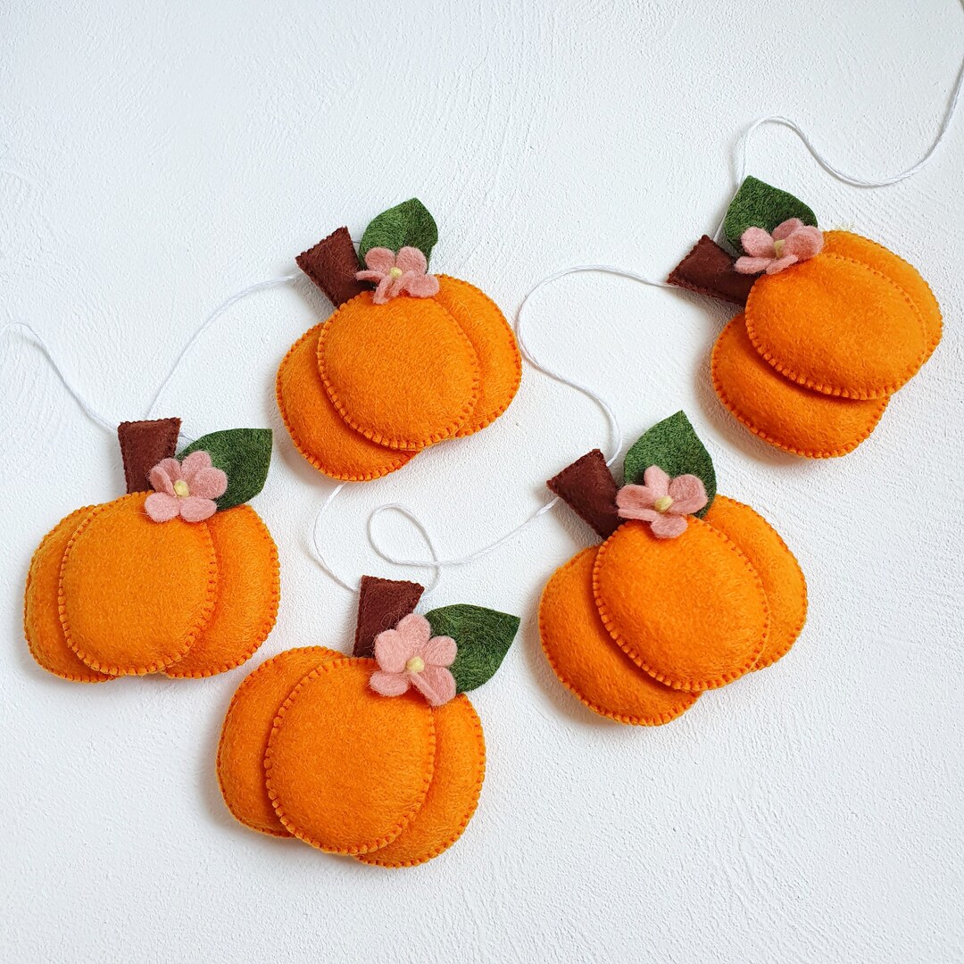 Pumpkin Halloween Felt Garland, Fall Garland, Autumn Felt Garland ...