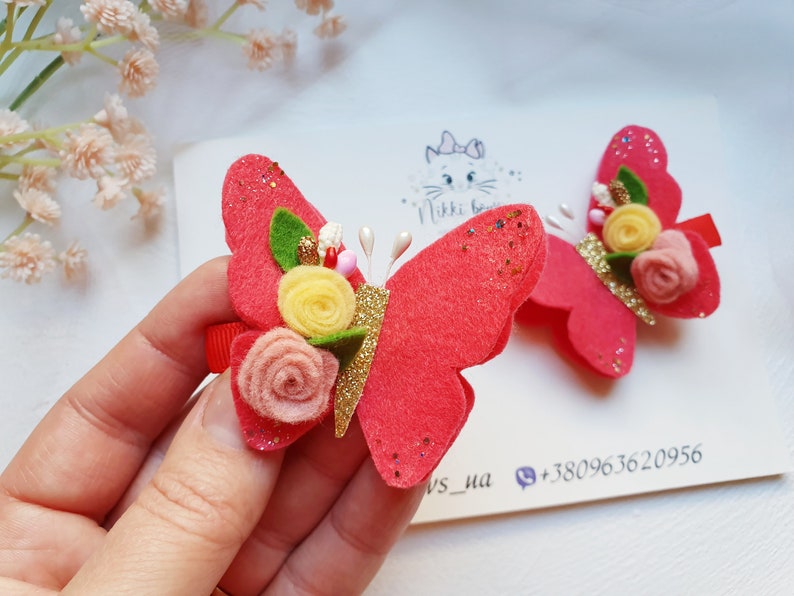 Red Butterfly Felt Hair Clip Set Insect Clip Moth Clips - Etsy
