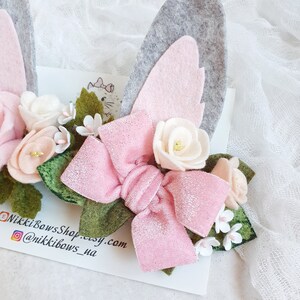 Bunny Ears Headband, Rabbit Ears Felt Flower Crown, Bunny Costume, Baby ...