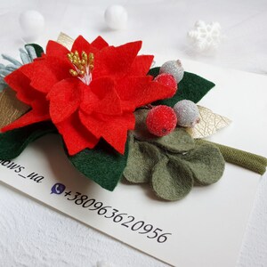 Red Poinsettia Christmas Flower Headband, Felt Holiday Floral Crown - Etsy