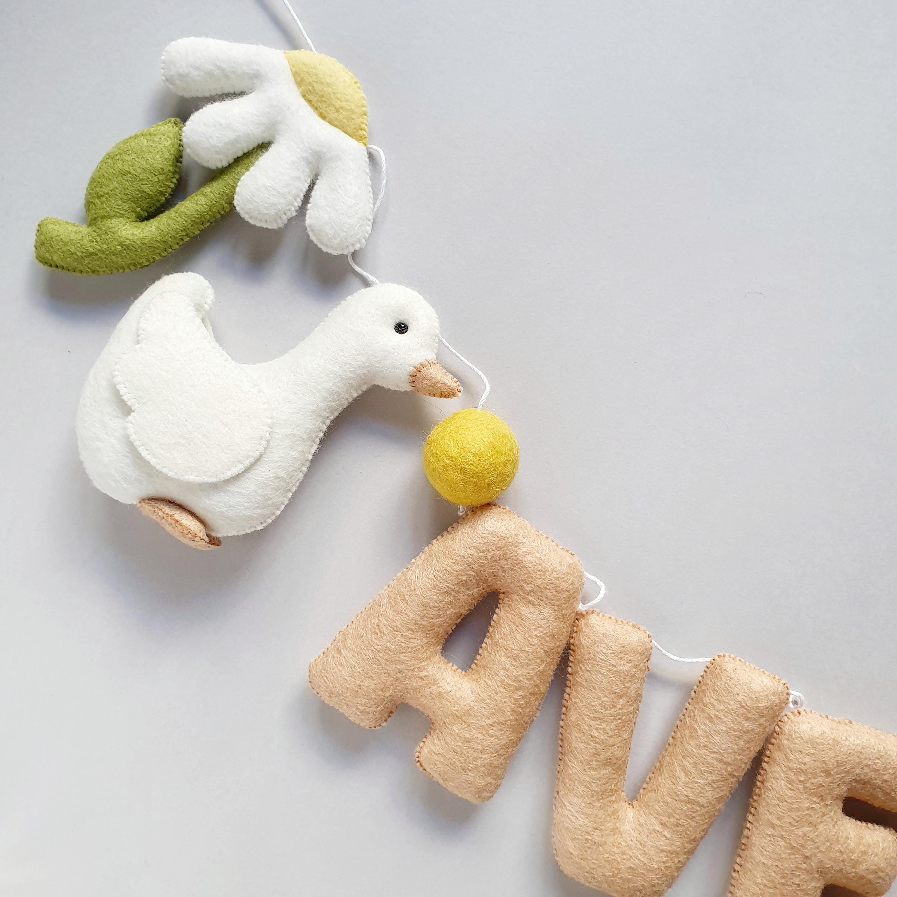Goose Felt Name Banner, Geese and Daisy Name Garland, Goose Birthday ...