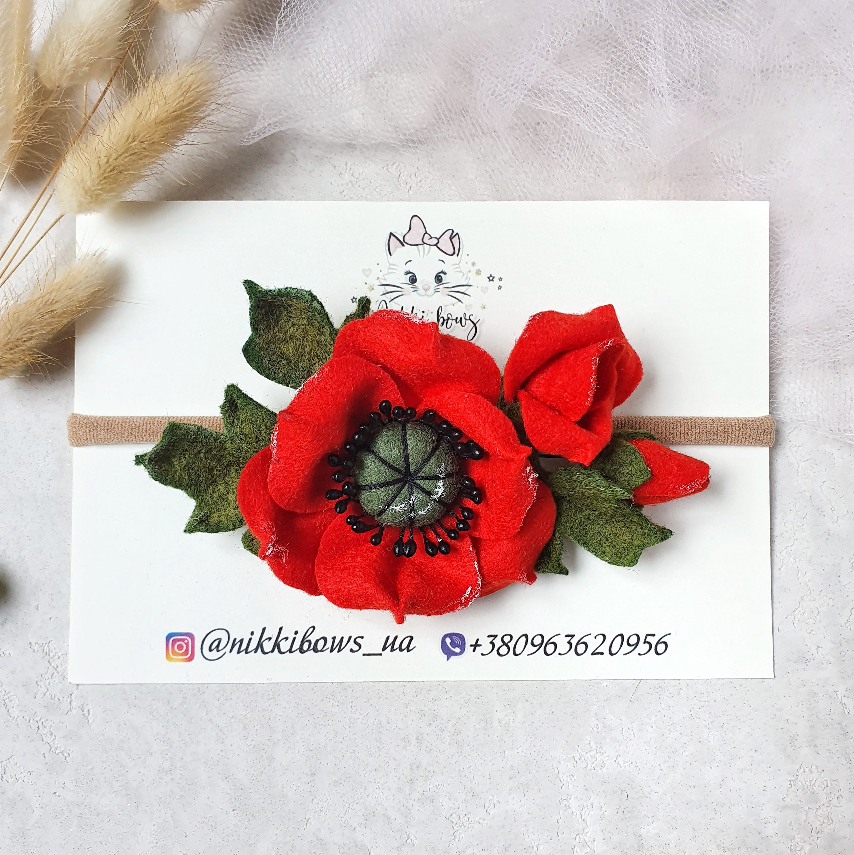 Red Poppy Flower Felt Headband or Hair Clip, Poppy Barrette, Red Flower ...