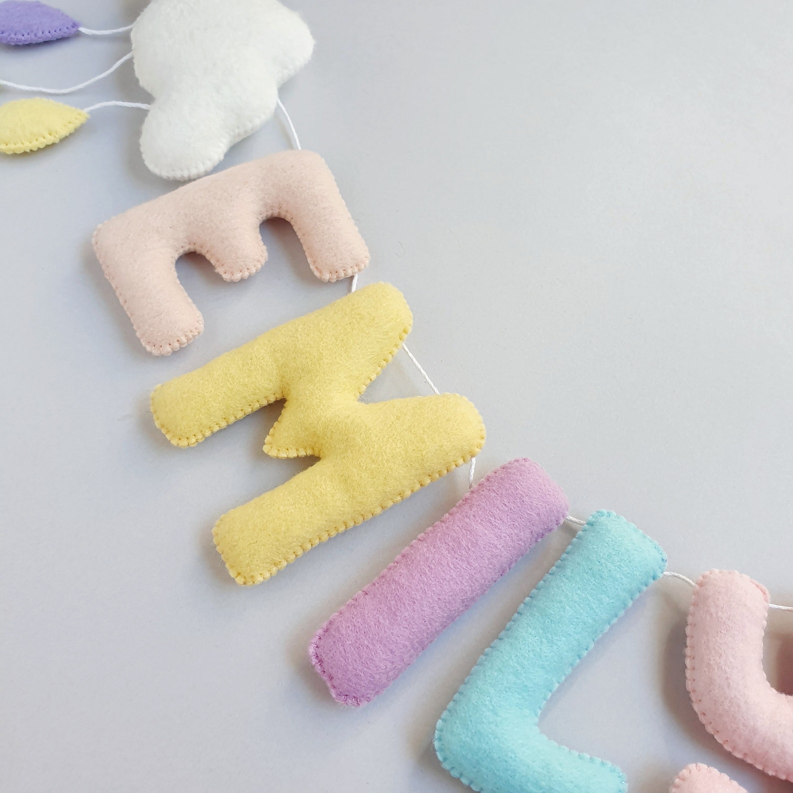 Felt Cloud Name Banner, Baby Name Garland, Nursery Decor, Personalized ...