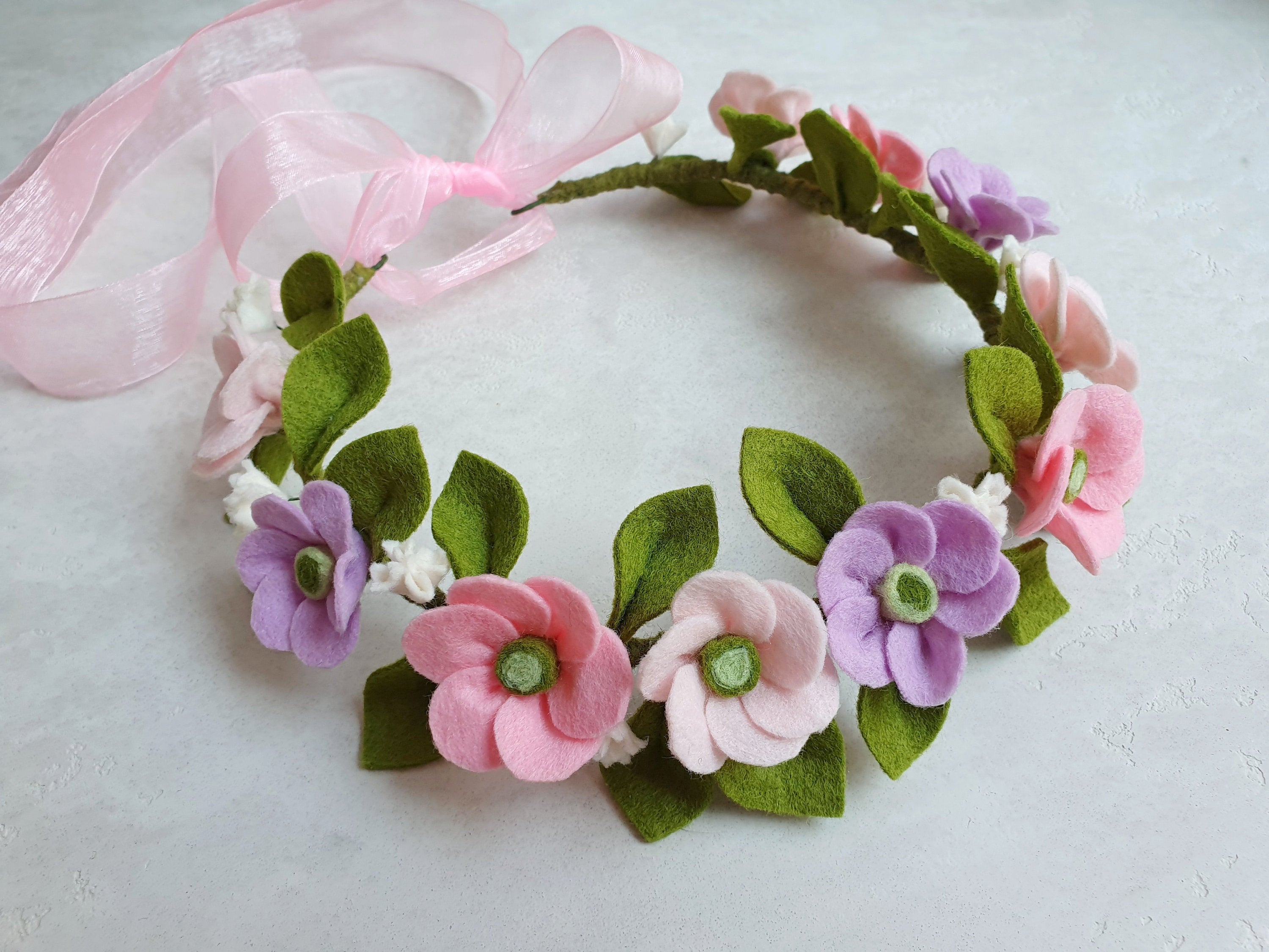 Felt Flower Crown, Spring Floral Baby Halo, Flower Girl Headband ...