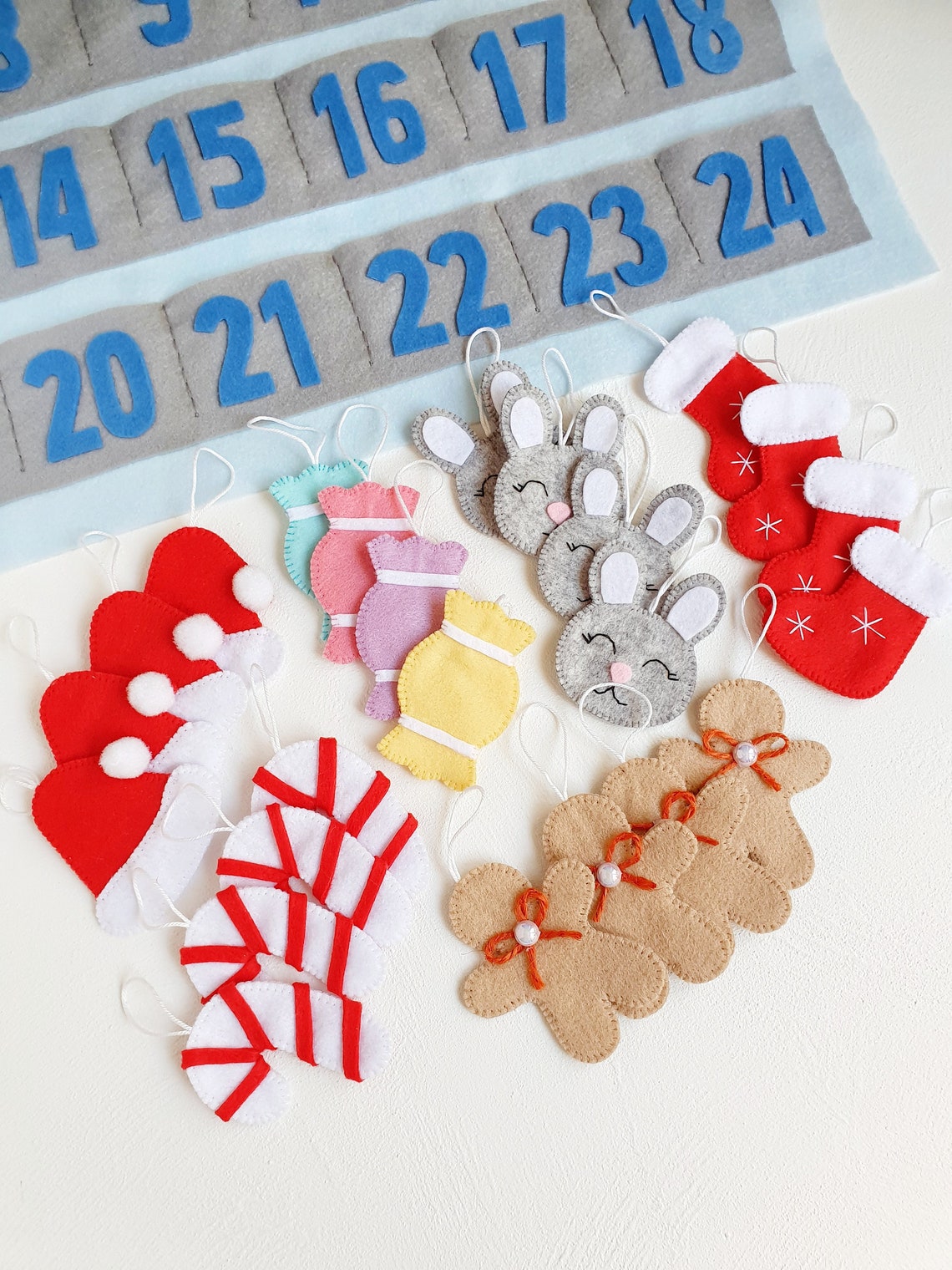 Christmas Tree Felt Advent Calendar, Felt Wall Mat With 24 Ornaments ...
