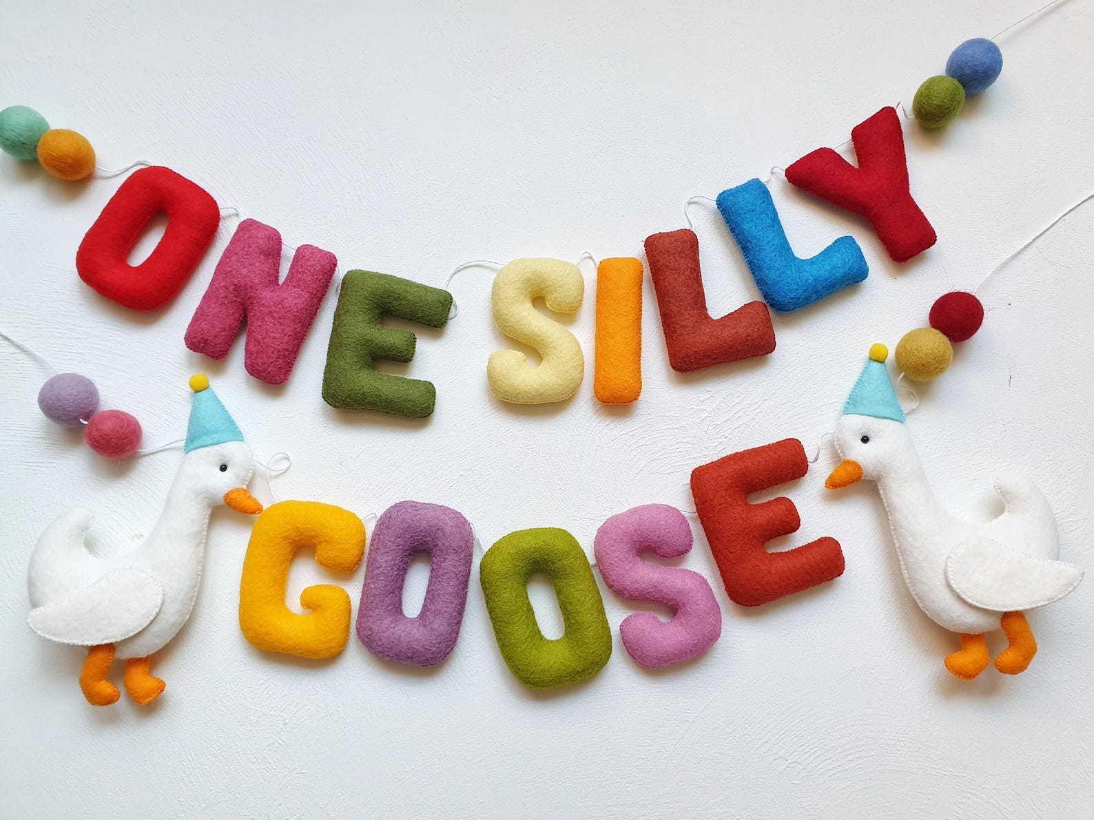 ONE SILLY GOOSE Felt Garland, Goose Birthday Banner, Silly Goose ...