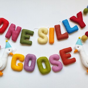 ONE SILLY GOOSE Felt Garland, Goose Birthday Banner, Silly Goose ...