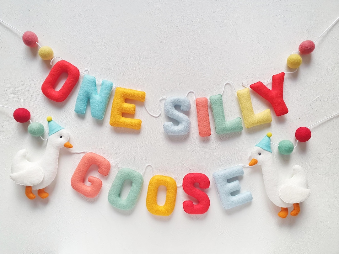 ONE SILLY GOOSE Felt Banner, Goose Birthday Garland, Silly Goose ...
