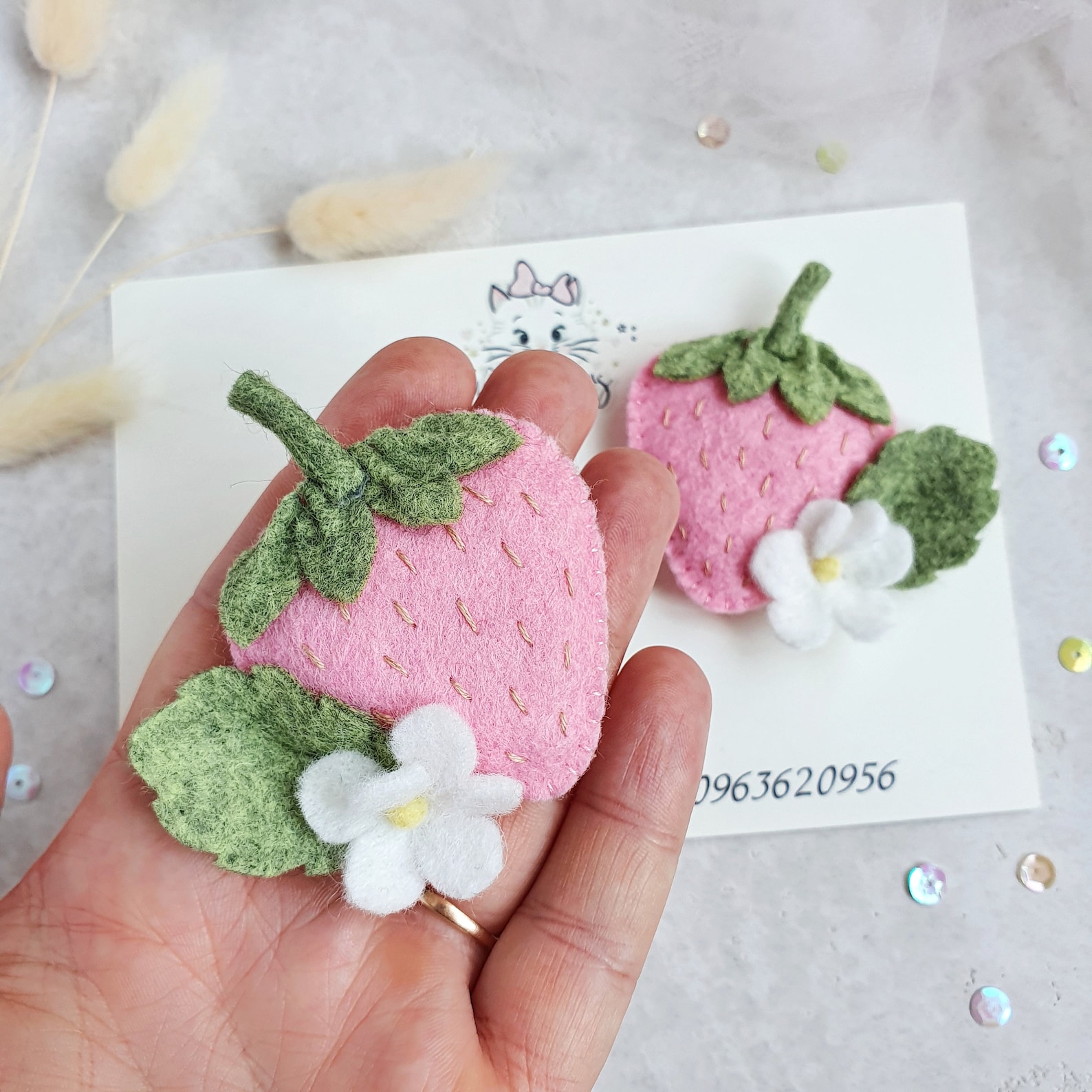 Pink Strawberry Hair Clip or Headband Felt Fruit Strawberry - Etsy