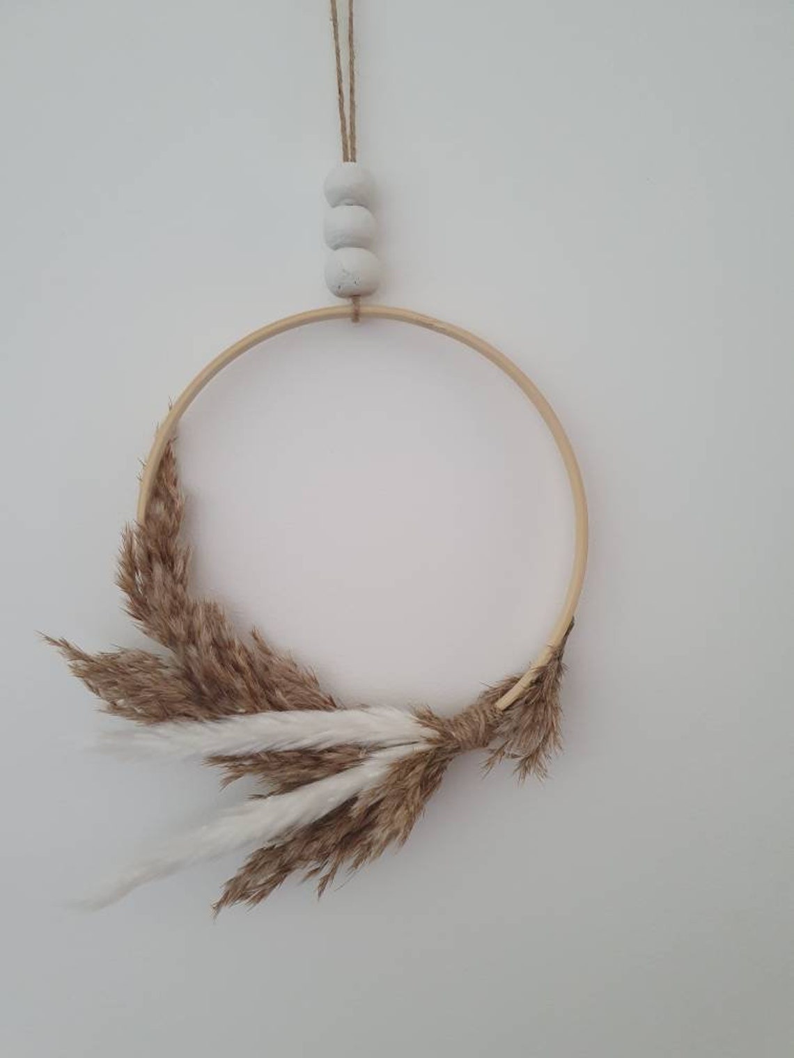 Wooden, Pampas Grass Hanging Hoop - Etsy UK