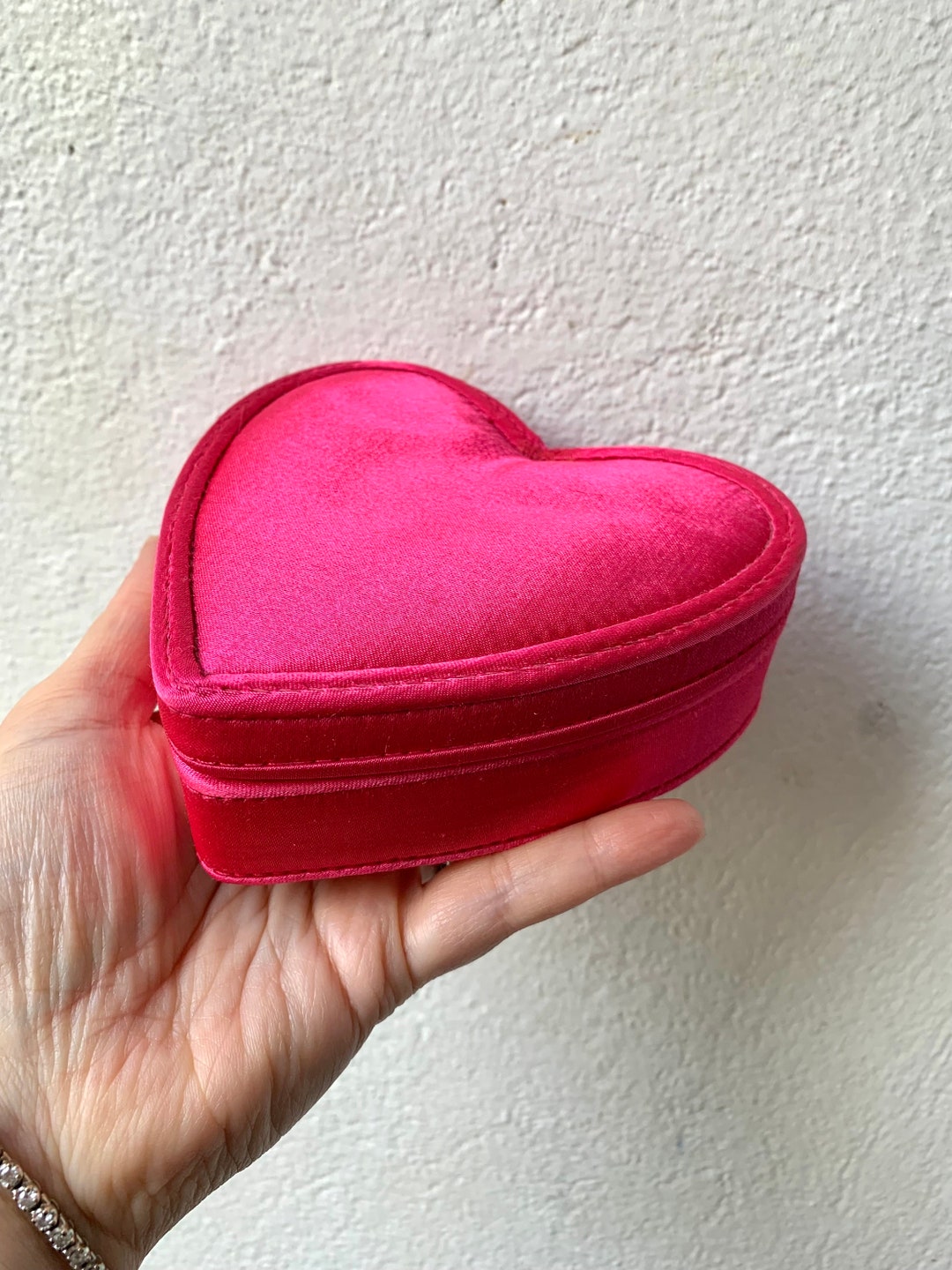 Italian Pink Satin/fabric Heart Storage Box-case for Trinkets/ring ...