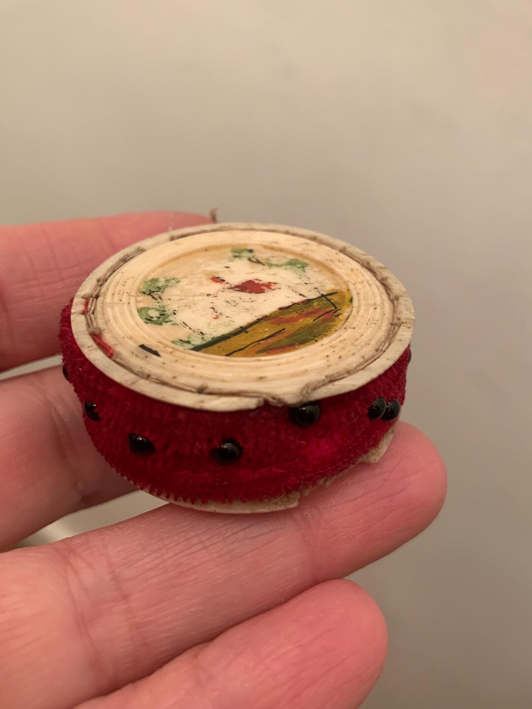 Antique 19th Century Carved Bone - Hand Painted Original Novelty Pin ...