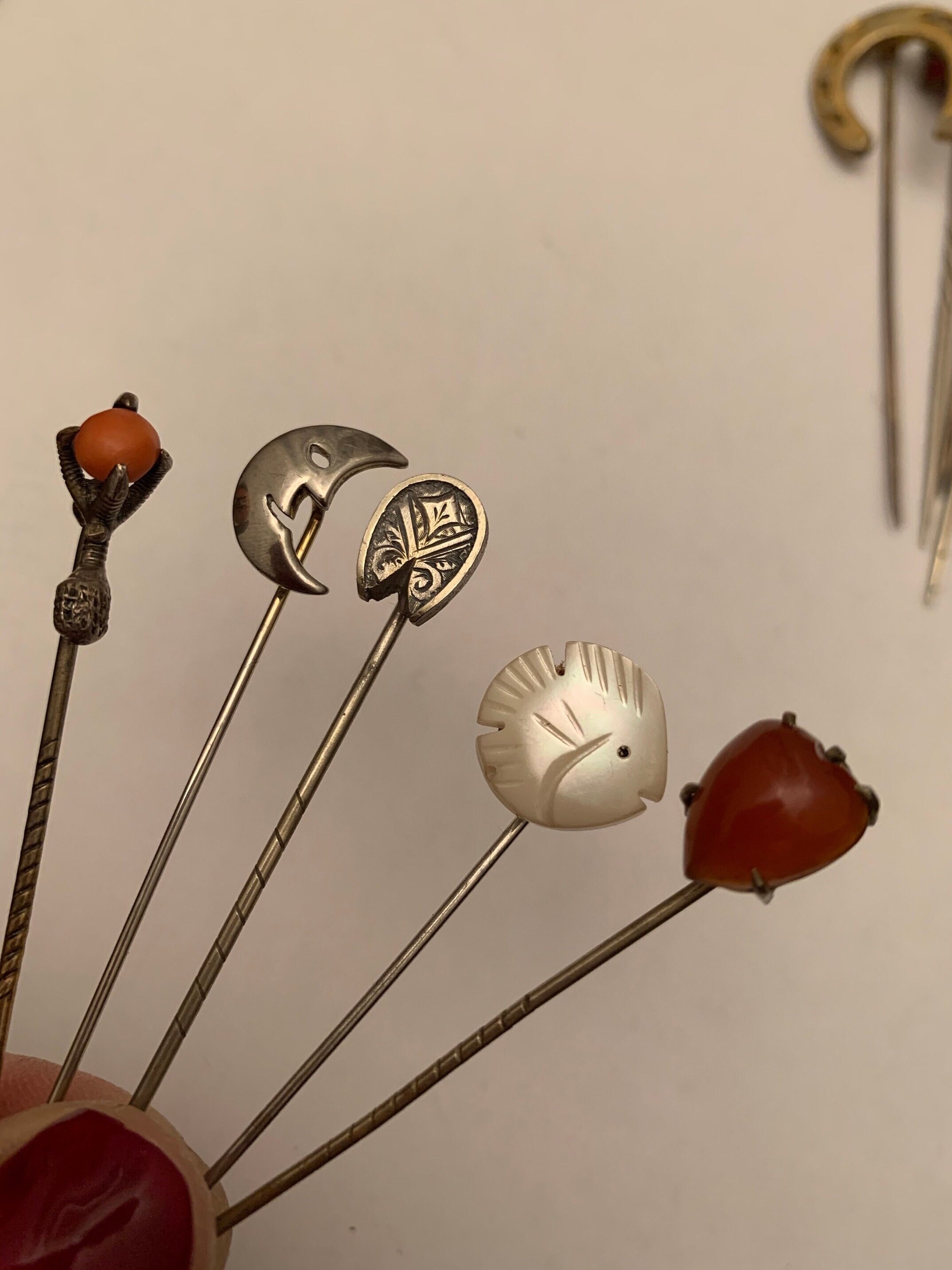 Collection of Antique/vintage Costume Base Metal Silver Tone Stick Pins ...