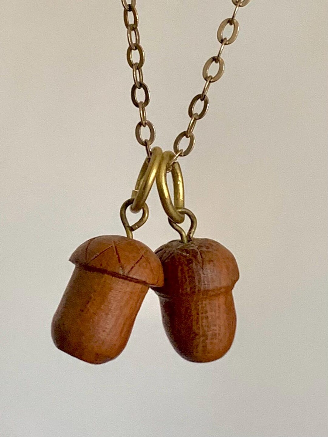 X2 Antique 1930s Hand Carved Wooden Miniature Acorn Charm/pendants - Etsy