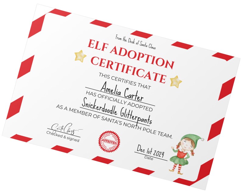 Elf Adoption Certificate Template | 2 Printable Certificates | Canva ...