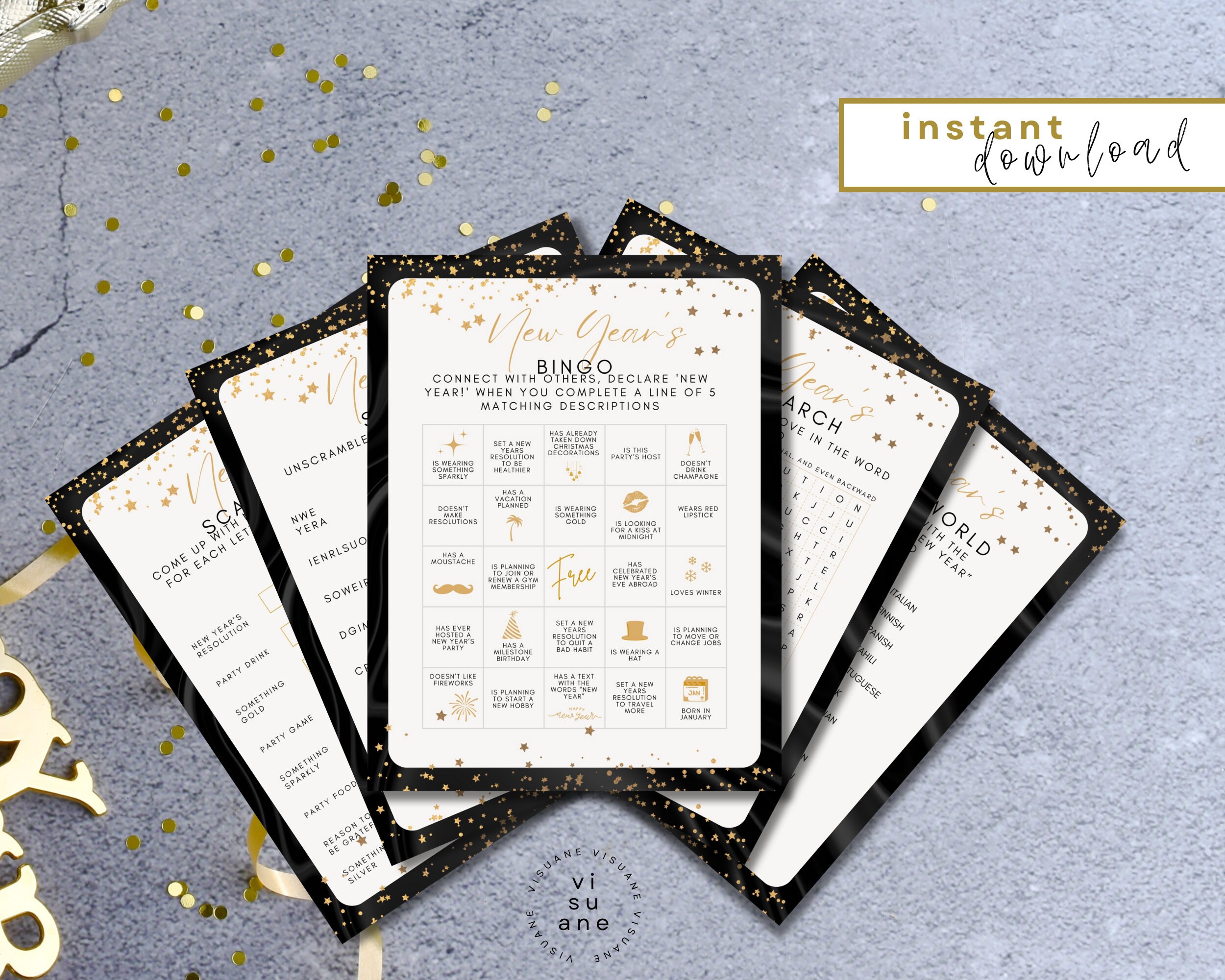 Printable New Year's Game Bundle | Holiday Party Games | New Year's ...