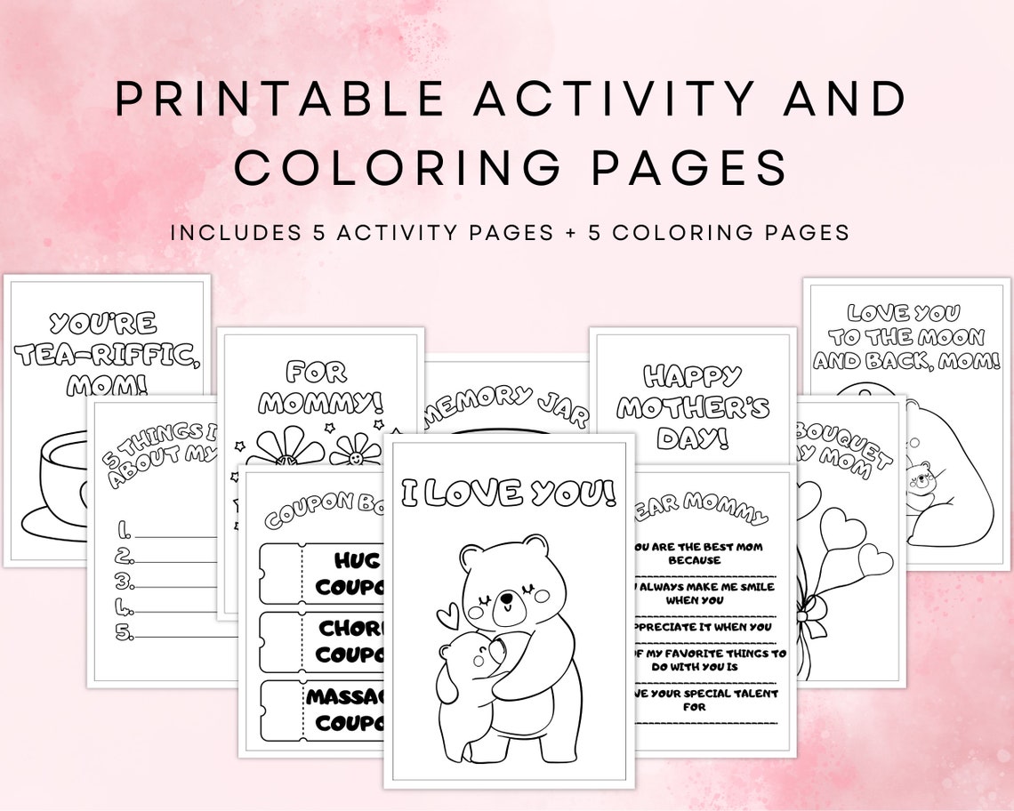Printable Mother's Day Coloring and Activity Pages Mother's Day Kids ...