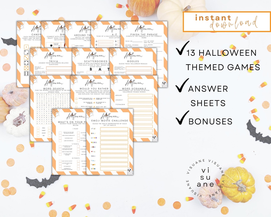 Printable Halloween Game Bundle Party Games Halloween Family Games ...