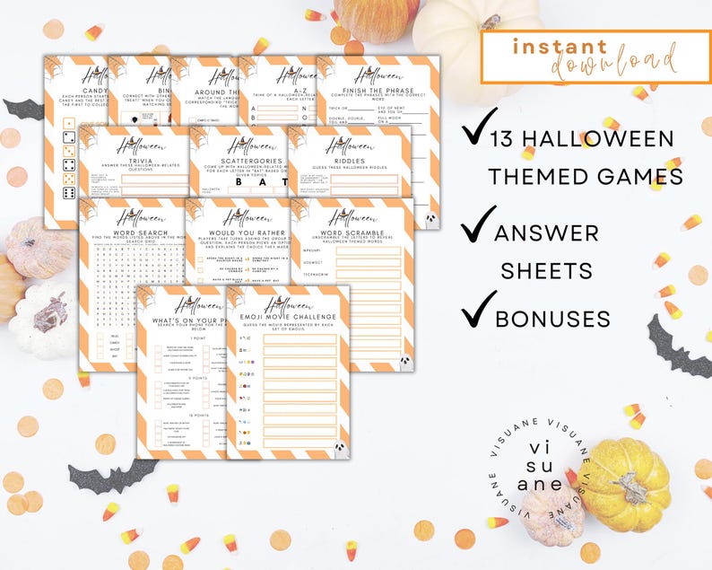 Printable Halloween Game Bundle Party Games Halloween Family Games ...
