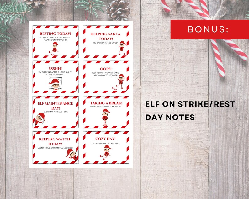 Elf Cards Printable Bundle | Elf Behavior Notes | Elf on Strike Cards ...