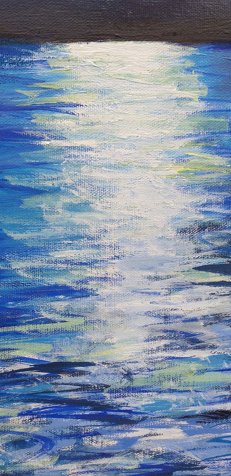 The Sea at Night, Landscape Sea Moonlight, Abstract Night, Signed ...