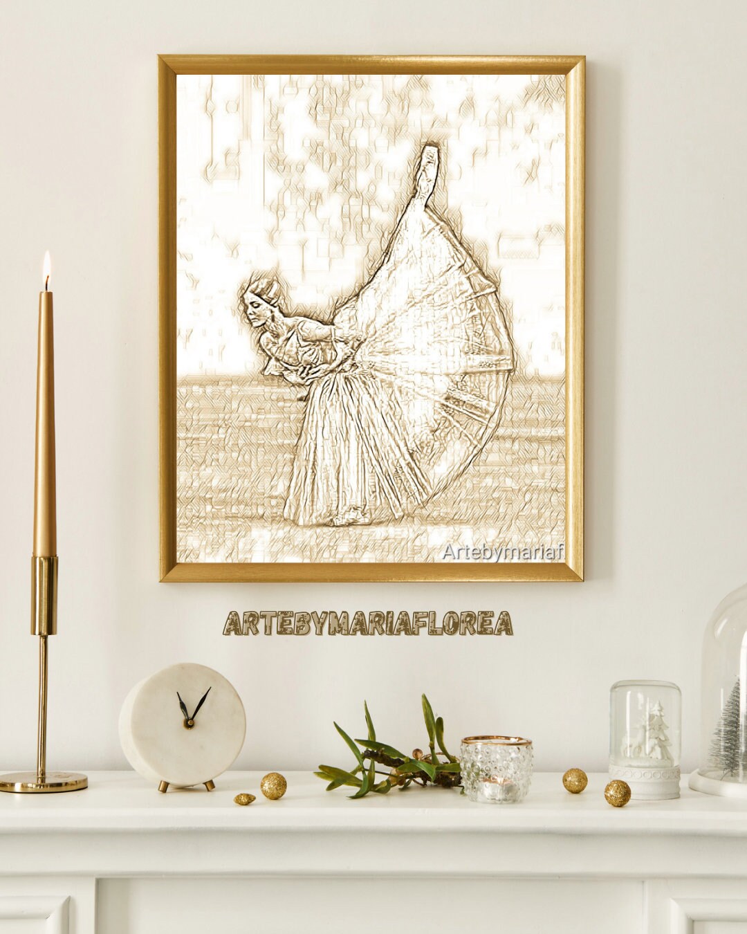 Giselle Ballet, Ink Drawing, Vintage Style, Printable Wall Art, Modern ...