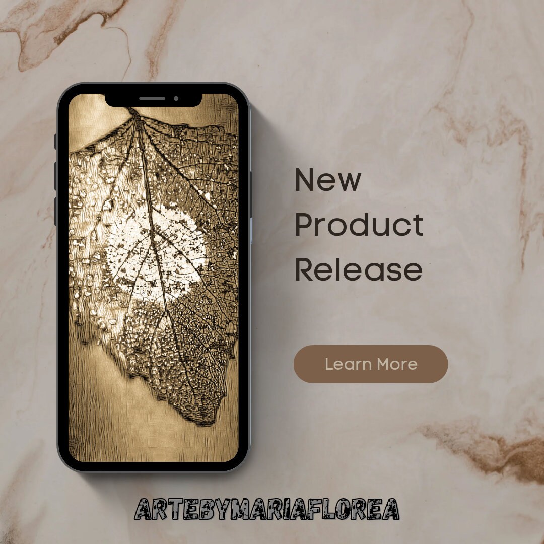 Transparent Leaf, Ink Drawing, Phone Wallpaper, Printable Wall Art ...